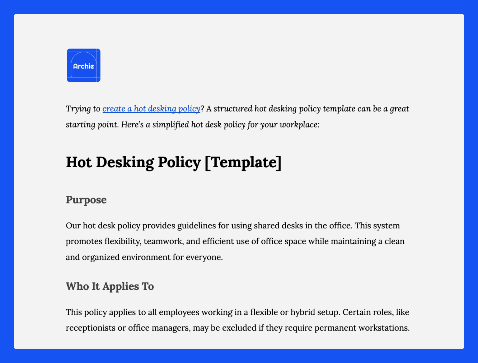 Effective Hot Desking Policy Template [Free PDF]