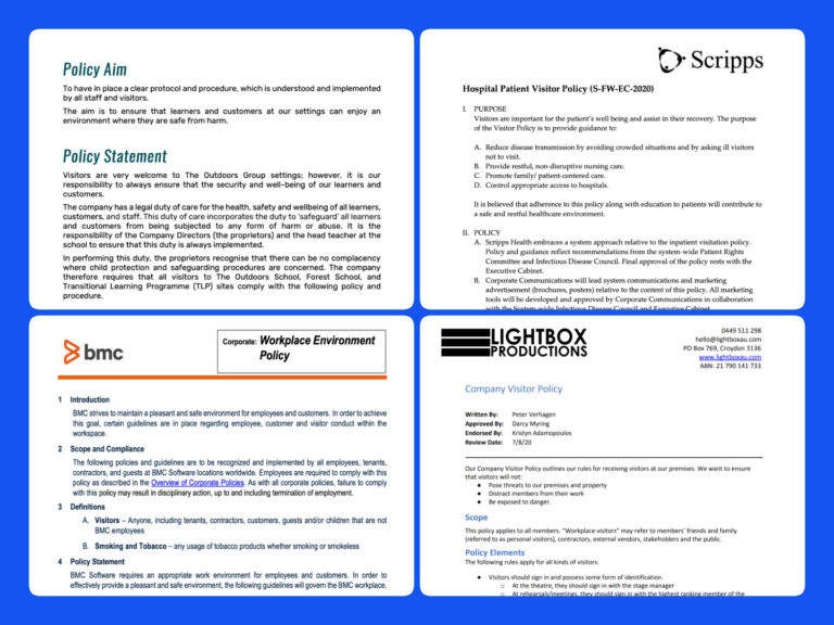 Workplace Visitor Policy: Template PDF, Examples & Tips