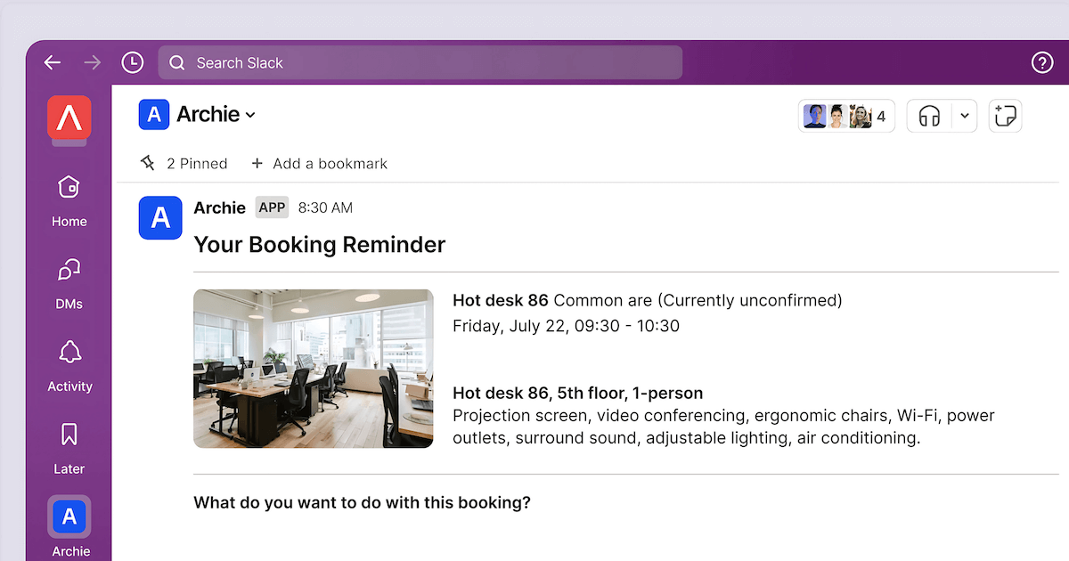 Slack Booking System: Book Desks & Rooms with Archie